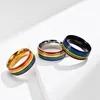 China Fashion Jewelry Rainbow Flag Gay Gay Titanium Steel Ring 18K Gold Plated Lara Ring SSR050 for sale