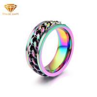 China Fashion Jewelry Titanium Steel Color Chain Ring Rotating Chain Men's Ring Jewelry Wholesale SSR2111 for sale