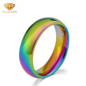 China Titanium Steel Colorful Glare Color Ring The Rainbow Ring European and American Fashion Jewelry Wholesale SSR1921 for sale