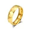 China Fashion Ring Titanium Stainless Steel Gold Plated Faceted Couple Rings Personality Rings Titanium Steel Rings Wholesale SSR2011 for sale