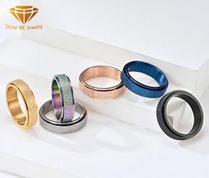 China Titanium Steel Frosted Rotatable Ring Spinner Ring Colorful Pearl Sand Stainless Steel Decompression Ring Jewelry Factory Wholesale SSR2116 for sale