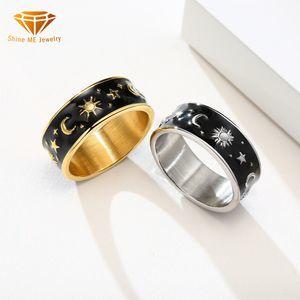 China Stainless Steel Star Moon Epoxy Ring Men's Trendy Ring Index Finger Accessories Jewelry Wholesale SSR2495 for sale