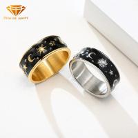 China Stainless Steel Star Moon Epoxy Ring Men's Trendy Ring Index Finger Accessories Jewelry Wholesale SSR2495 for sale