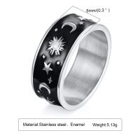 China Stainless Steel Star Moon Epoxy Ring Men's Trendy Ring Index Finger Accessories Jewelry Wholesale SSR2495 for sale