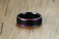 China Fashion Accessories Jewelry Wholesale Titanium Steel Rainbow Ring Color Stainless Steel Men′ S Bare Body European and American Fashion Rings SSR2405 for sale
