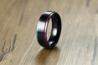 China Fashion Accessories Jewelry Wholesale Titanium Steel Rainbow Ring Color Stainless Steel Men′ S Bare Body European and American Fashion Rings SSR2405 for sale