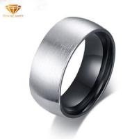 China Titanium Steel Jewelry Wholesale 8mm Stainless Steel Bare Body Brushed Ring Steel+Black Men's Ring SSR2415 for sale