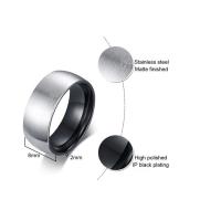 China Titanium Steel Jewelry Wholesale 8mm Stainless Steel Bare Body Brushed Ring Steel+Black Men's Ring SSR2415 for sale