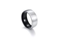 China Titanium Steel Jewelry Wholesale 8mm Stainless Steel Bare Body Brushed Ring Steel+Black Men's Ring SSR2415 for sale