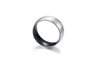 China Titanium Steel Jewelry Wholesale 8mm Stainless Steel Bare Body Brushed Ring Steel+Black Men's Ring SSR2415 for sale