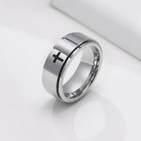 China Stainless Steel Laser Corrosion Cross Turnable Rings Spinner Rings for Men Rotating Finger Jewelry Wholesale Sskr565s for sale