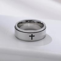 China Stainless Steel Laser Corrosion Cross Turnable Rings Spinner Rings for Men Rotating Finger Jewelry Wholesale Sskr565s for sale