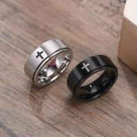 China Stainless Steel Laser Corrosion Cross Turnable Rings Spinner Rings for Men Rotating Finger Jewelry Wholesale Sskr565s for sale