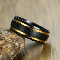 China European and American Style Stainless Steel Black Gold Men's Ring Factory Direct Supply SSR1241 for sale