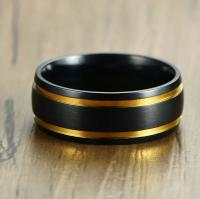 China European and American Style Stainless Steel Black Gold Men's Ring Factory Direct Supply SSR1241 for sale