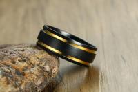 China European and American Style Stainless Steel Black Gold Men's Ring Factory Direct Supply SSR1241 for sale