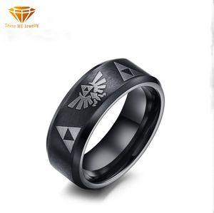 China Fashion Jewelry Animation Accessories 8mm Stainless Steel Zelda Logo Animation Ring Laser Ring SSR1240 for sale