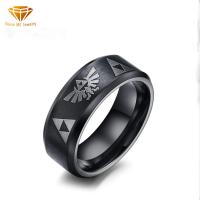 China Fashion Jewelry Animation Accessories 8mm Stainless Steel Zelda Logo Animation Ring Laser Ring SSR1240 for sale