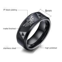 China Fashion Jewelry Animation Accessories 8mm Stainless Steel Zelda Logo Animation Ring Laser Ring SSR1240 for sale