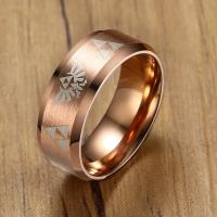 China Fashion Jewelry Animation Accessories 8mm Stainless Steel Zelda Logo Animation Ring Laser Ring SSR1240 for sale