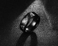 China Fashion Jewelry Animation Accessories 8mm Stainless Steel Zelda Logo Animation Ring Laser Ring SSR1240 for sale