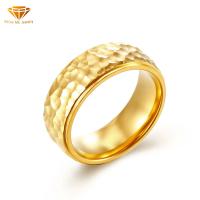 China Ins Niche Handmade Pounding Pattern Moon Pit Titanium Steel Rings Gender Neutral Male and Female Personality Cultural Handmade Jewelry Kr725 for sale