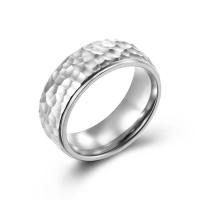 China Ins Niche Handmade Pounding Pattern Moon Pit Titanium Steel Rings Gender Neutral Male and Female Personality Cultural Handmade Jewelry Kr725 for sale
