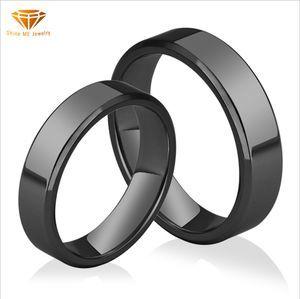 China Fashion Jewelry Titanium Steel Black Plating Rose Gold Flat Ring Stainless Steel Ring for Men Glossy Ring Jewelry SSR1205 for sale