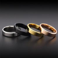 China Fashion Jewelry Titanium Steel Black Plating Rose Gold Flat Ring Stainless Steel Ring for Men Glossy Ring Jewelry SSR1205 for sale