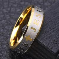 China Fashion Jewelry Gold Plating Titanium Steel Jesus Jesus Letter Cross Ring Stainless Steel Ring Corrosion Ring for Men Sst1202 for sale