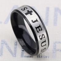 China Fashion Jewelry Gold Plating Titanium Steel Jesus Jesus Letter Cross Ring Stainless Steel Ring Corrosion Ring for Men Sst1202 for sale