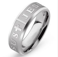 China Fashion Jewelry Gold Plating Titanium Steel Jesus Jesus Letter Cross Ring Stainless Steel Ring Corrosion Ring for Men Sst1202 for sale