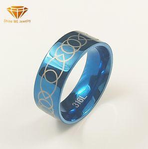 China Fashion Jewelry Titanium Steel Personality Trend Stainless Steel Blue Plated Jewelry Finger Ring SSR4201 for sale
