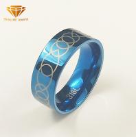 China Fashion Jewelry Titanium Steel Personality Trend Stainless Steel Blue Plated Jewelry Finger Ring SSR4201 for sale