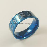 China Fashion Jewelry Titanium Steel Personality Trend Stainless Steel Blue Plated Jewelry Finger Ring SSR4201 for sale