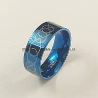 China Fashion Jewelry Titanium Steel Personality Trend Stainless Steel Blue Plated Jewelry Finger Ring SSR4201 for sale