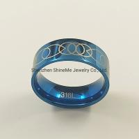 China Fashion Jewelry Titanium Steel Personality Trend Stainless Steel Blue Plated Jewelry Finger Ring SSR4201 for sale