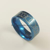 China Fashion Jewelry Titanium Steel Personality Trend Stainless Steel Blue Plated Jewelry Finger Ring SSR4201 for sale