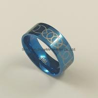 China Fashion Jewelry Titanium Steel Personality Trend Stainless Steel Blue Plated Jewelry Finger Ring SSR4201 for sale