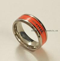 China Fashion Jewelry Silver Jewelry 316L Stainless Steel jewelry IP Gold and Red Stainless Steel Wedding Ring for Men and Women SSR2072 for sale