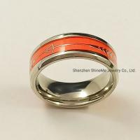 China Fashion Jewelry Silver Jewelry 316L Stainless Steel jewelry IP Gold and Red Stainless Steel Wedding Ring for Men and Women SSR2072 for sale