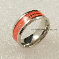 China Fashion Jewelry Silver Jewelry 316L Stainless Steel jewelry IP Gold and Red Stainless Steel Wedding Ring for Men and Women SSR2072 for sale