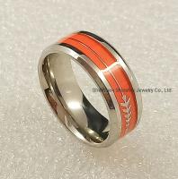 China Fashion Jewelry Silver Jewelry 316L Stainless Steel jewelry IP Gold and Red Stainless Steel Wedding Ring for Men and Women SSR2072 for sale