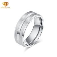 China V-Groove Brushed Titanium Ring Fashion Jewelry Accessories for Men and Women in Stock SSR786 for sale