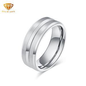 China V-Groove Brushed Titanium Ring Fashion Jewelry Accessories for Men and Women in Stock SSR786 for sale