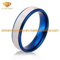 China Wholesales Fashion Jewelry Titanium Steel Stainless Steel Jewelry Drawing Ring Blue Plating Index Finger Ring SSR2064 for sale