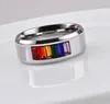 China Fashion Jewelry Titanium Steel Gay Lala Ring Rainbow Stones Flag Gay Ring Couple Jewelry Factory Sales SSR0736 for sale