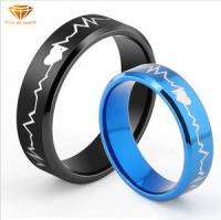 China European and American Fashion Jewelry Creative ECG Stainless Steel Titanium Steel Ring Men's Gold-Plated Couple Ring Factory Direct Sales SSR1201 for sale