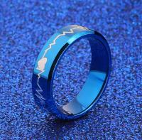 China European and American Fashion Jewelry Creative ECG Stainless Steel Titanium Steel Ring Men's Gold-Plated Couple Ring Factory Direct Sales SSR1201 for sale