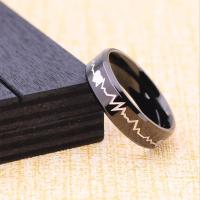 China European and American Fashion Jewelry Creative ECG Stainless Steel Titanium Steel Ring Men's Gold-Plated Couple Ring Factory Direct Sales SSR1201 for sale